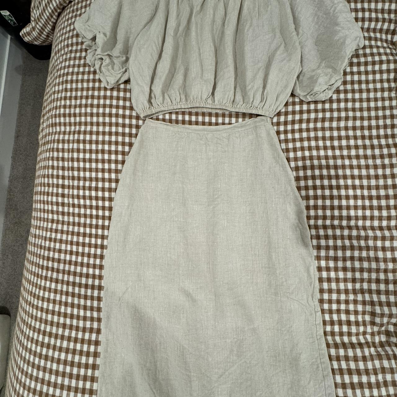 Dissh linen set — size 12 Puff sleeve cropped top... - Depop