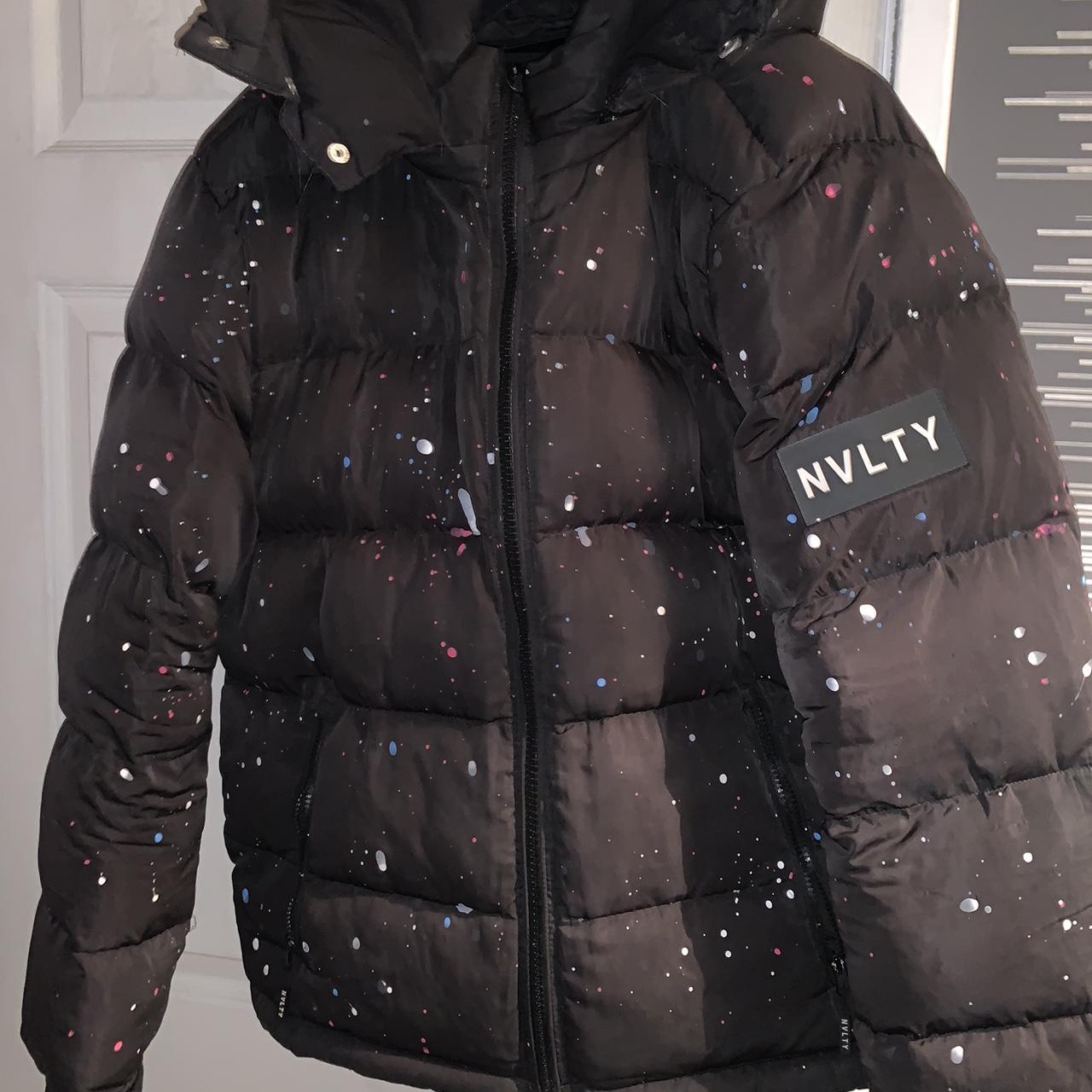 Men’s Large NVLTY Black Painted Coat RRP £120 No... - Depop