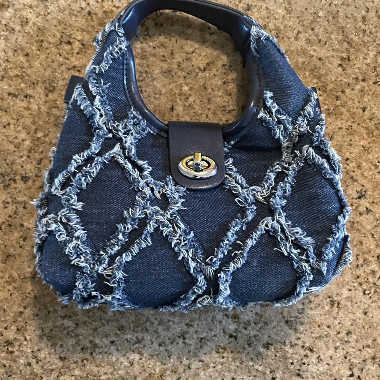 Denim Distressed Mini Bag Purse Comes with long... - Depop