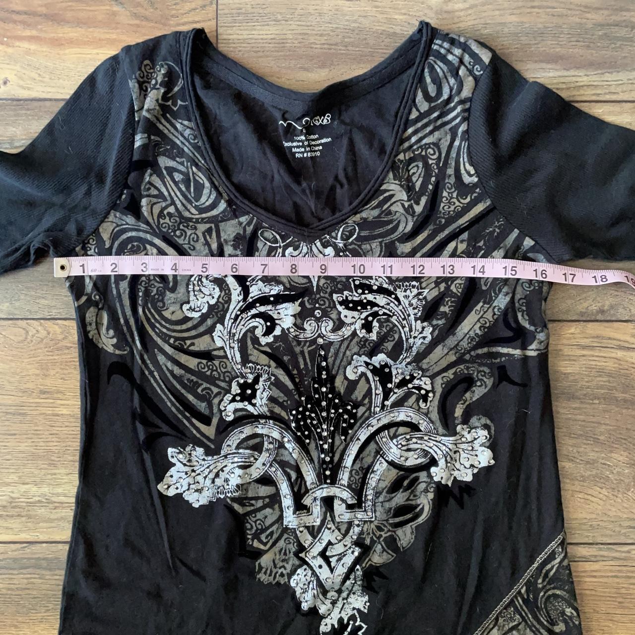 Black Y2K Cybergrunge Rhinestone Detail Shirt... - Depop