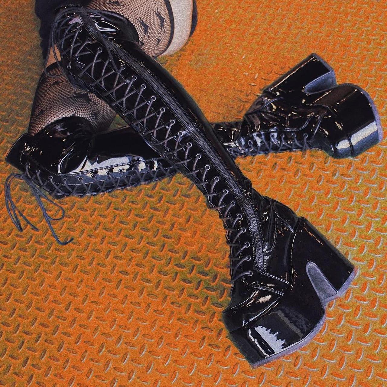 Cute ahh Demonias Camel-300 thigh highs Womens size... - Depop