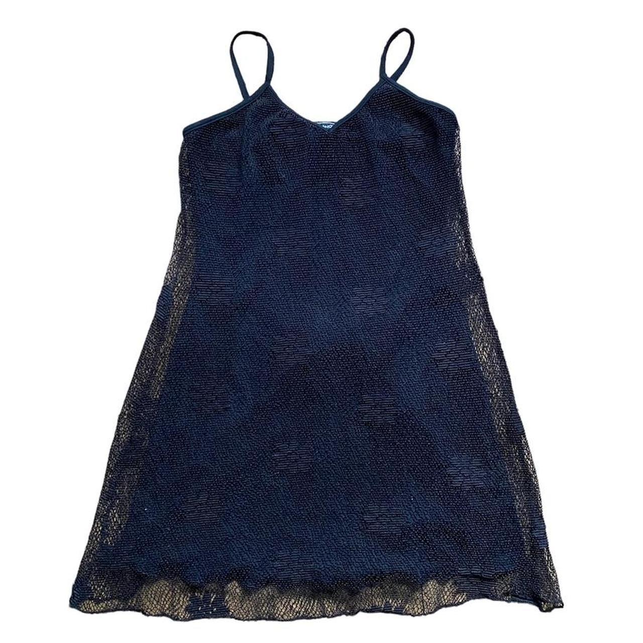 Black spaghetti strap mini dress with with lace... - Depop
