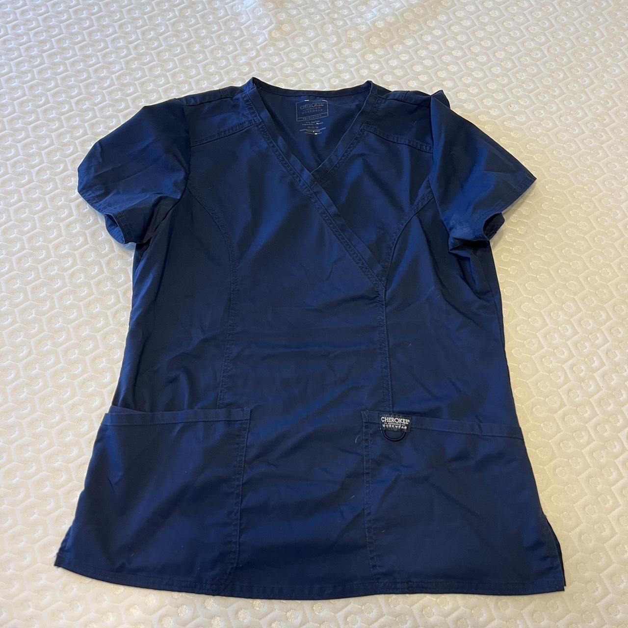 Size medium bevy blue Cherokee scrub top - Depop