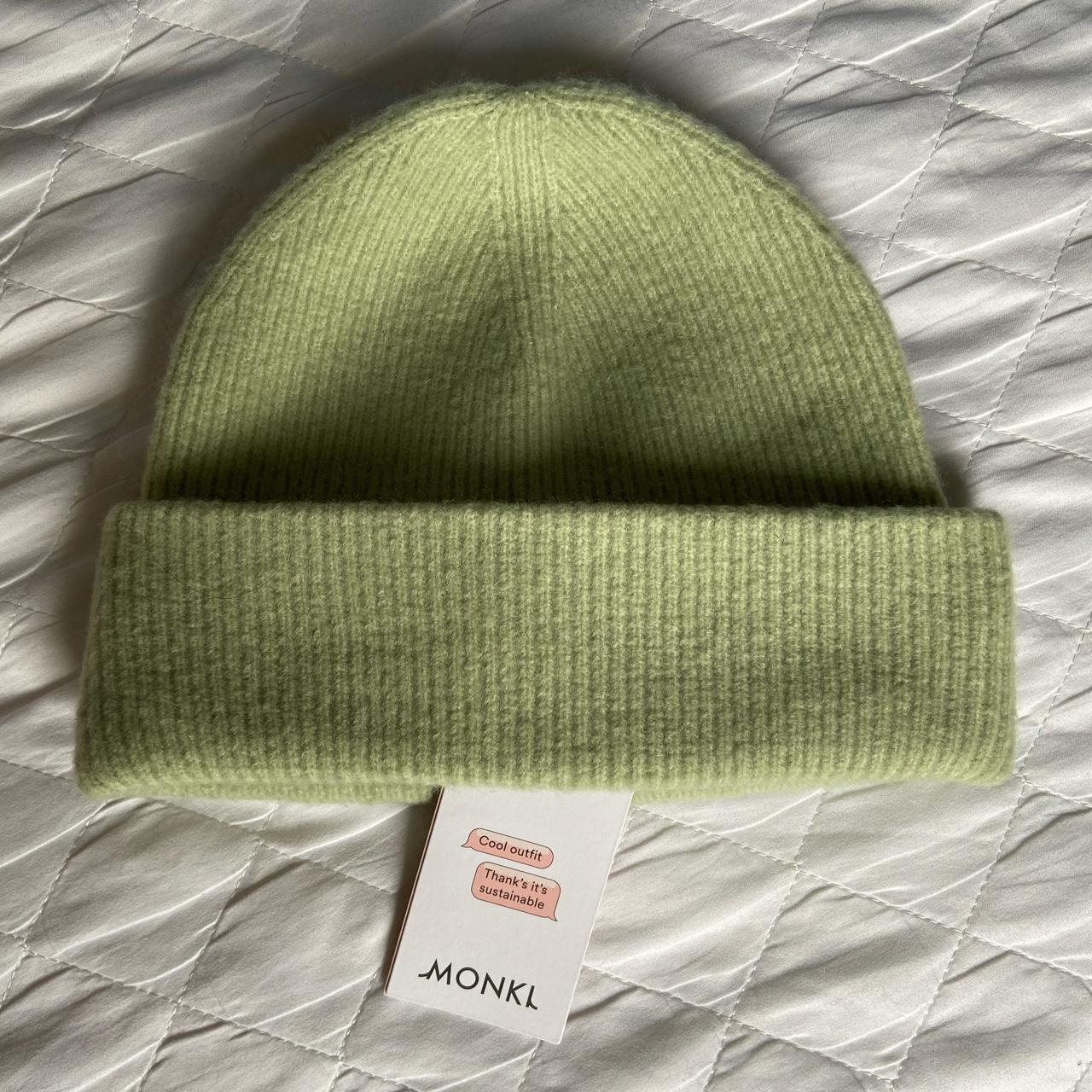 Monki pale green knit beanie One size Brand new with... - Depop