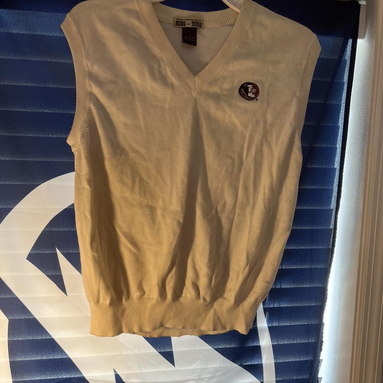 FSU vest - small mark on front as shown - cream... - Depop