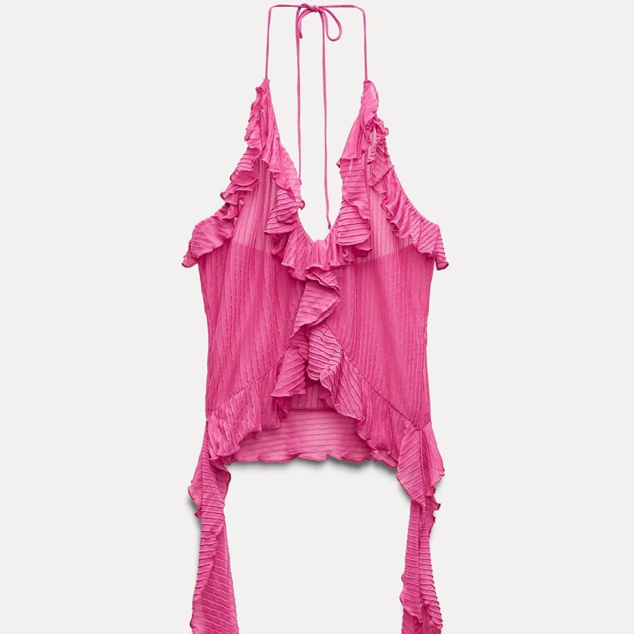 Zara Ruffled Top Size: S Color: Pink Condition:... | Depop