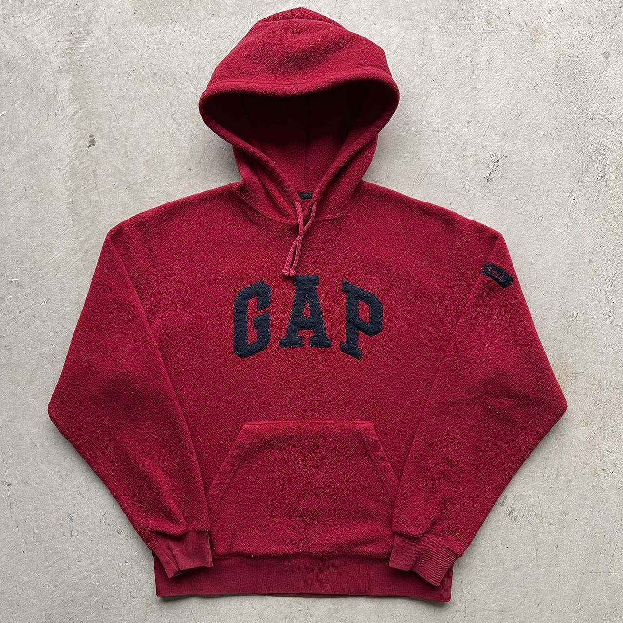 Gap Men's Red and Navy Hoodie | Depop