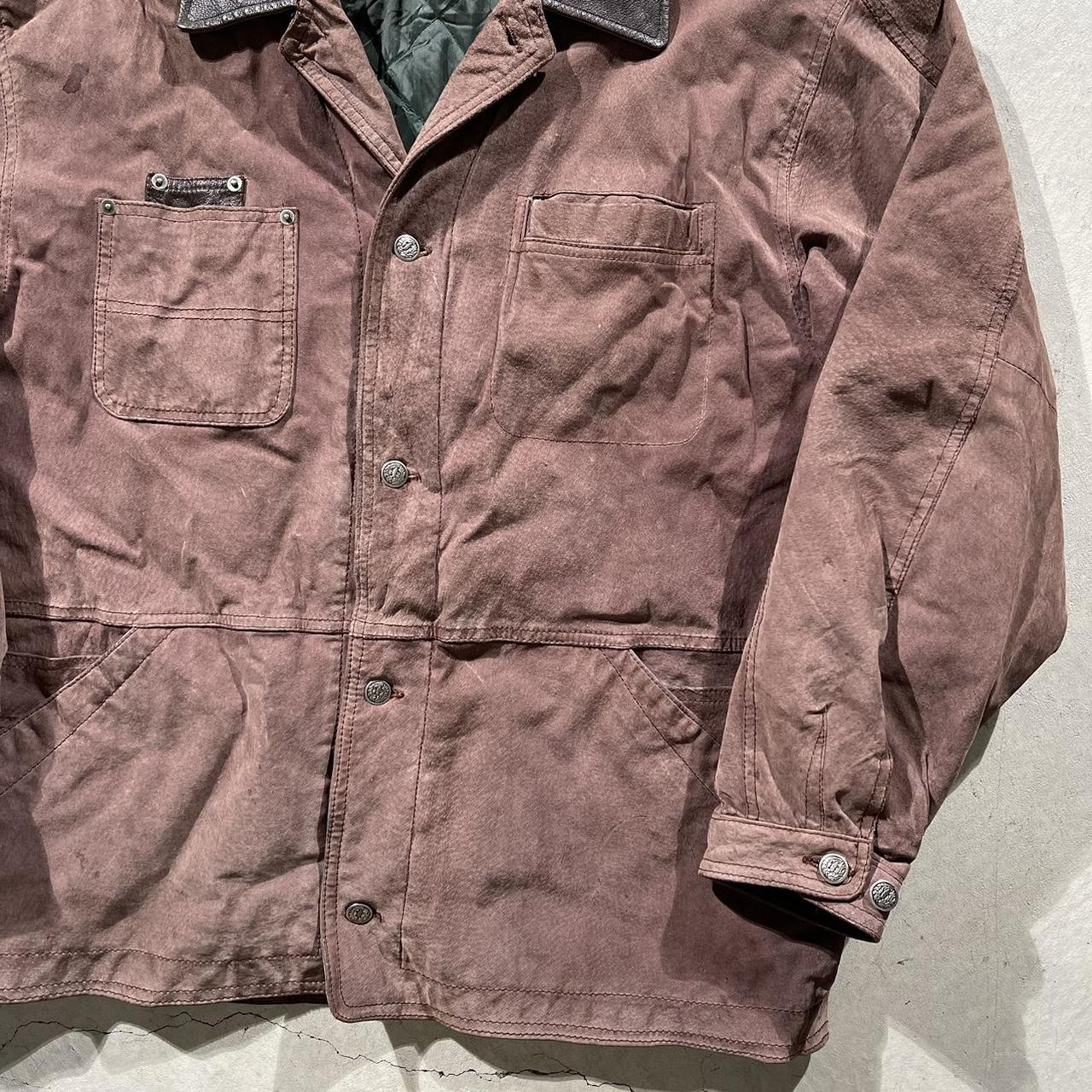 Vintage y2k Brown Leather Chore Jacket great color,... - Depop