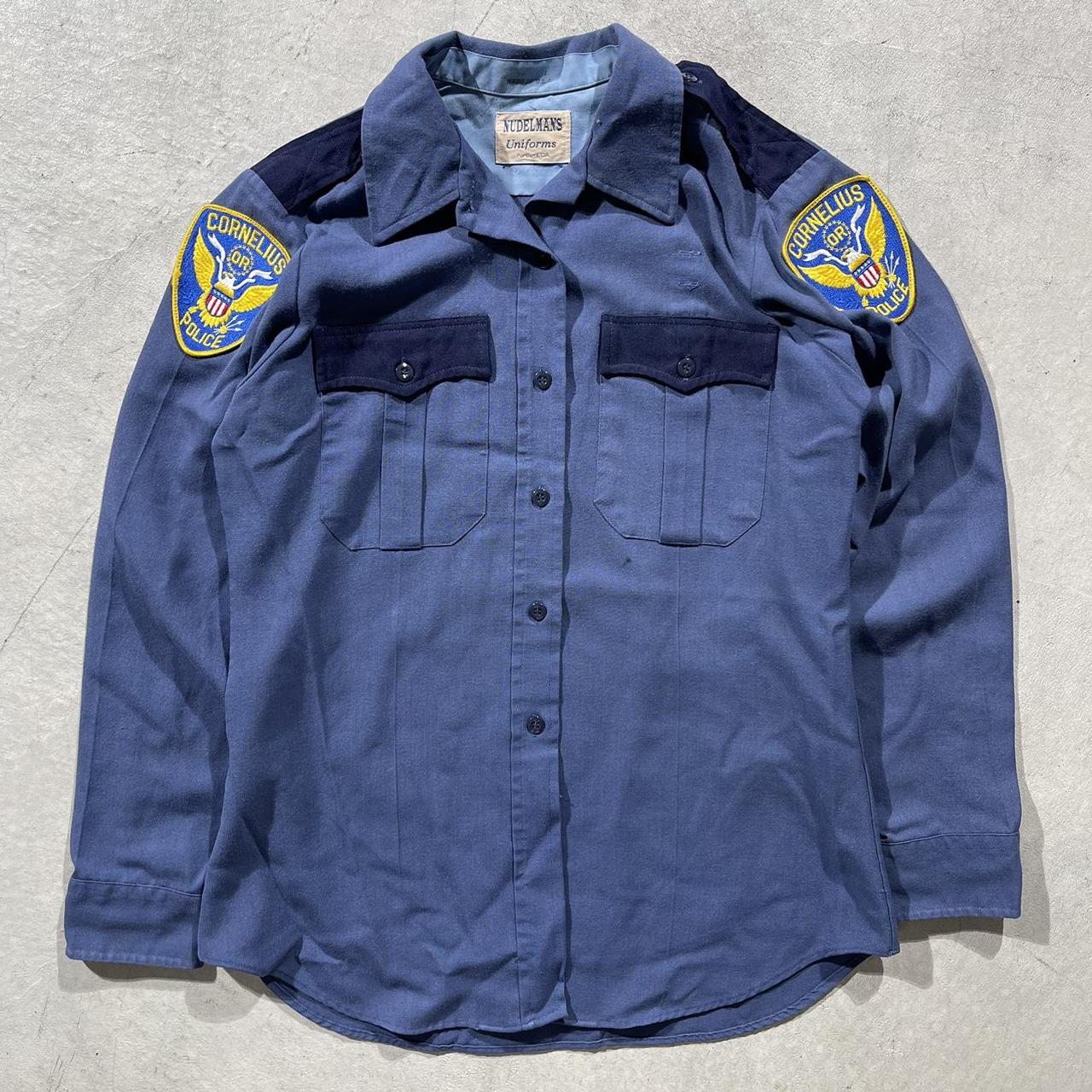 Vintage 1970s Blue Oregon Police Uniform Button Up... - Depop