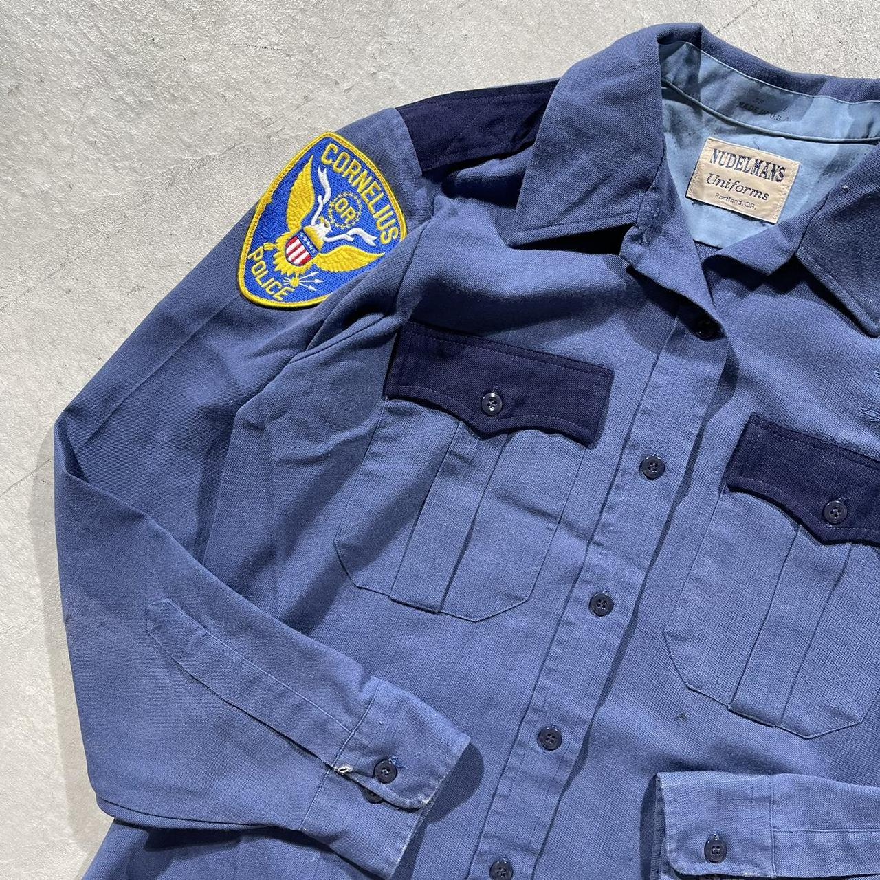Vintage 1970s Blue Oregon Police Uniform Button Up... - Depop