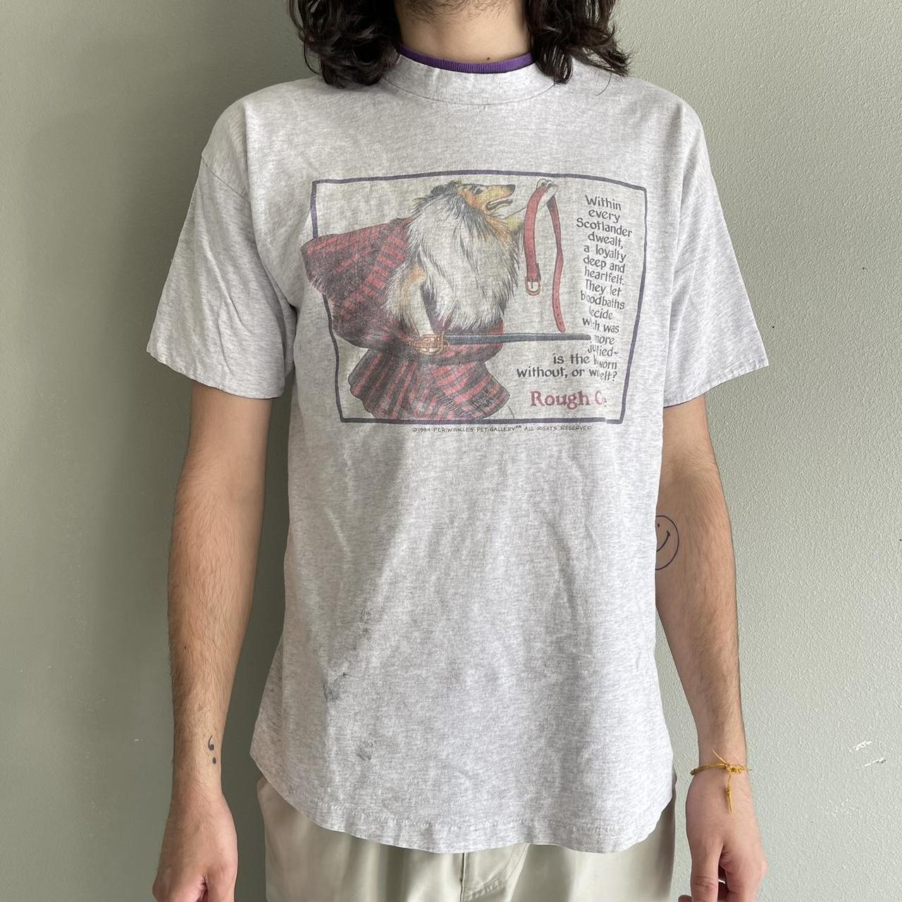 Vintage 1990s Cute Border Collie Dog Script Tee love... - Depop