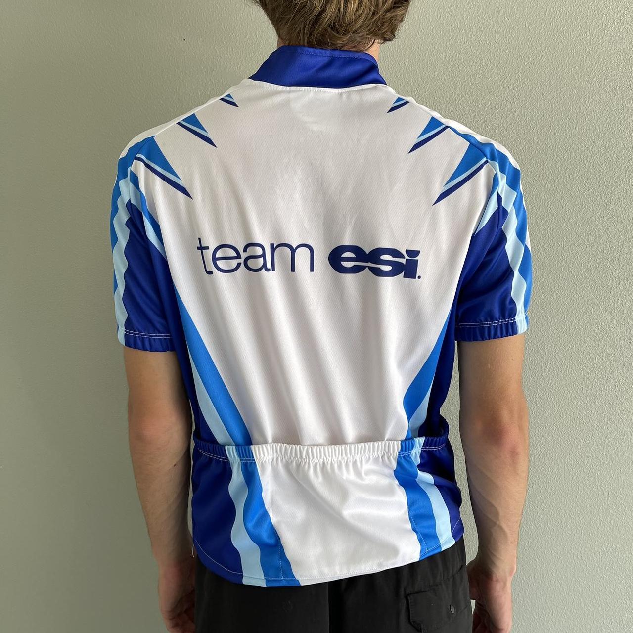 Vintage y2k Team esi White and Blue Cycling... - Depop