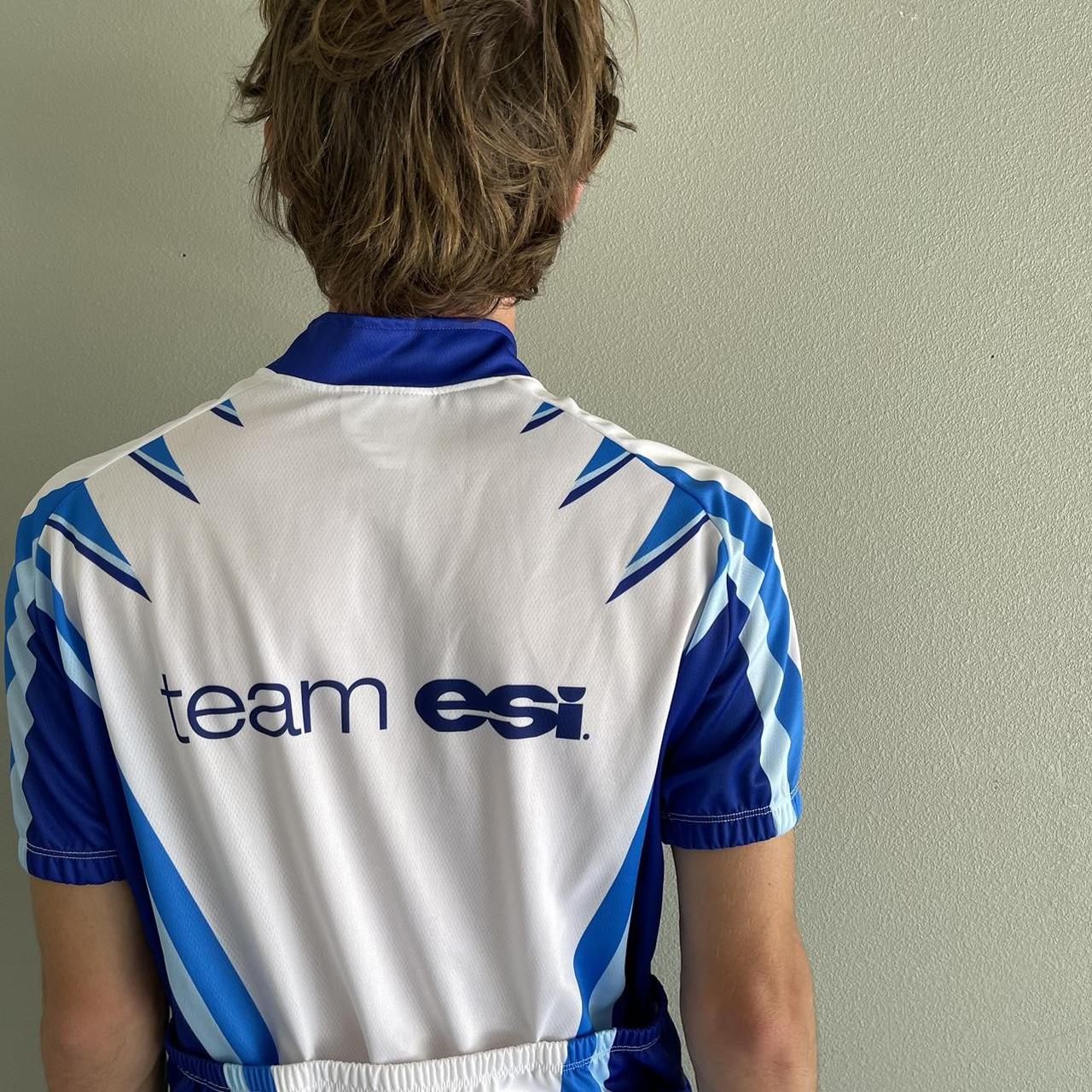 Vintage y2k Team esi White and Blue Cycling... - Depop