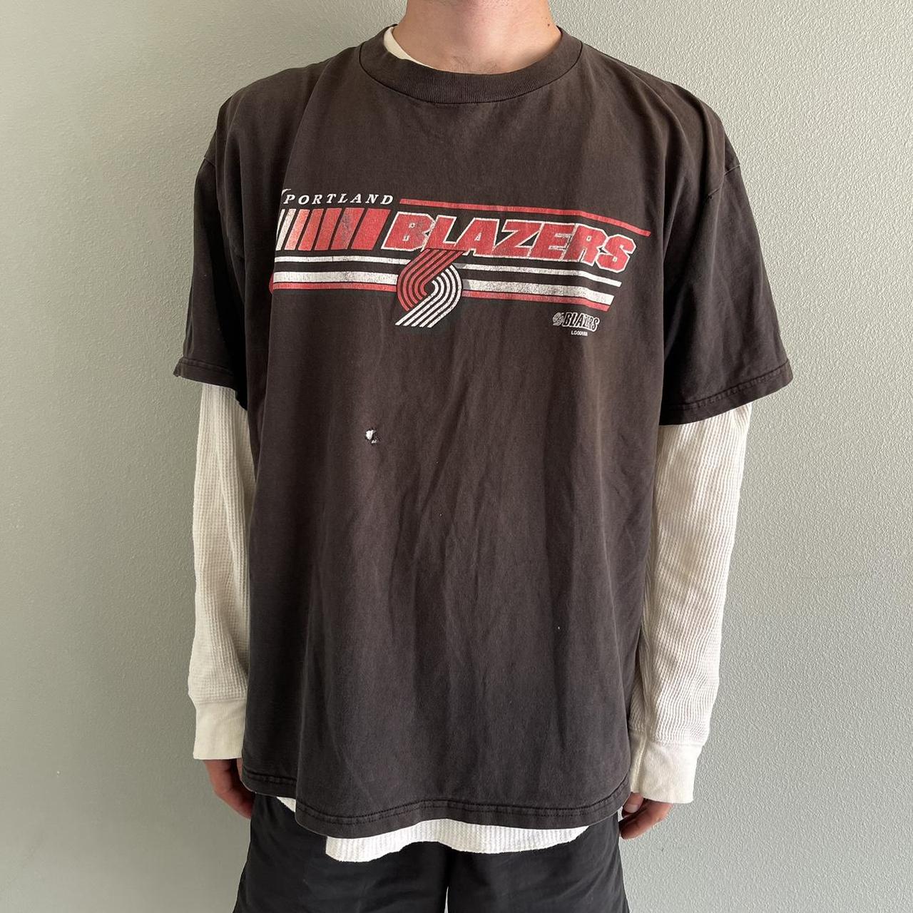 Vintage 1990s Sun Faded Black Portland Trail Blazers... - Depop