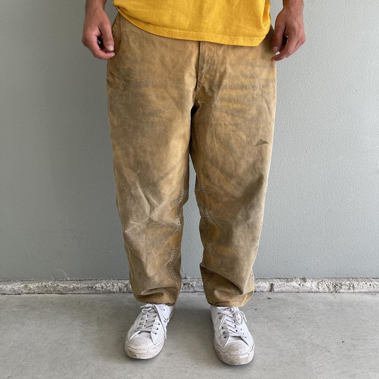 Vintage 1950s Tan Distressed Thick Canvas Hunting... - Depop