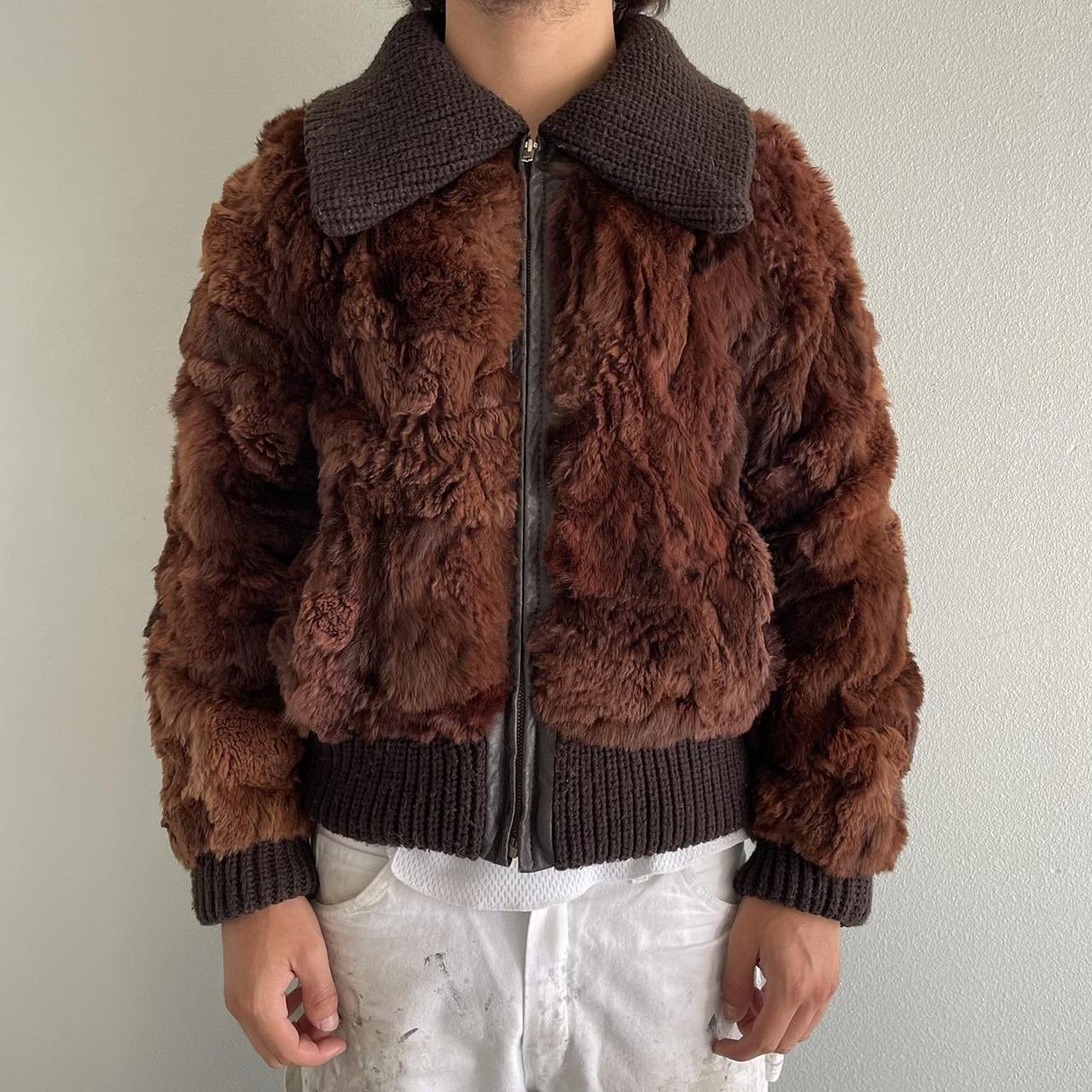 Vintage 1980s Boxy Fuzzy Brown Rabbit Hair Chewbacca... - Depop