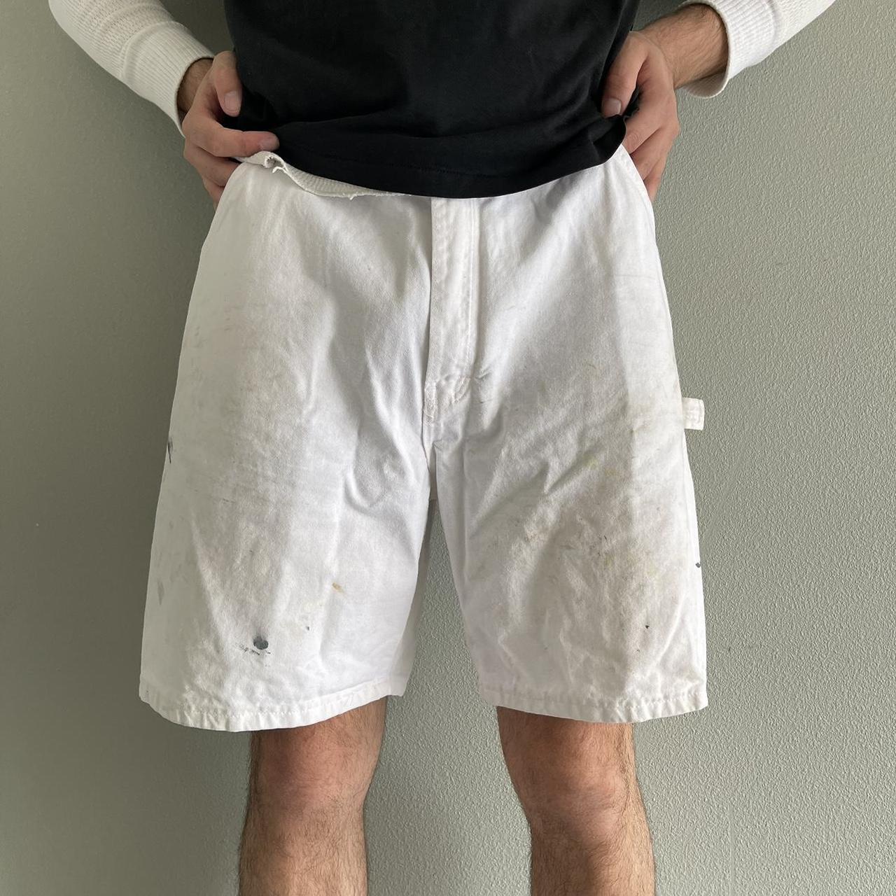 y2k Dickies White Painters Shorts great pair of... - Depop