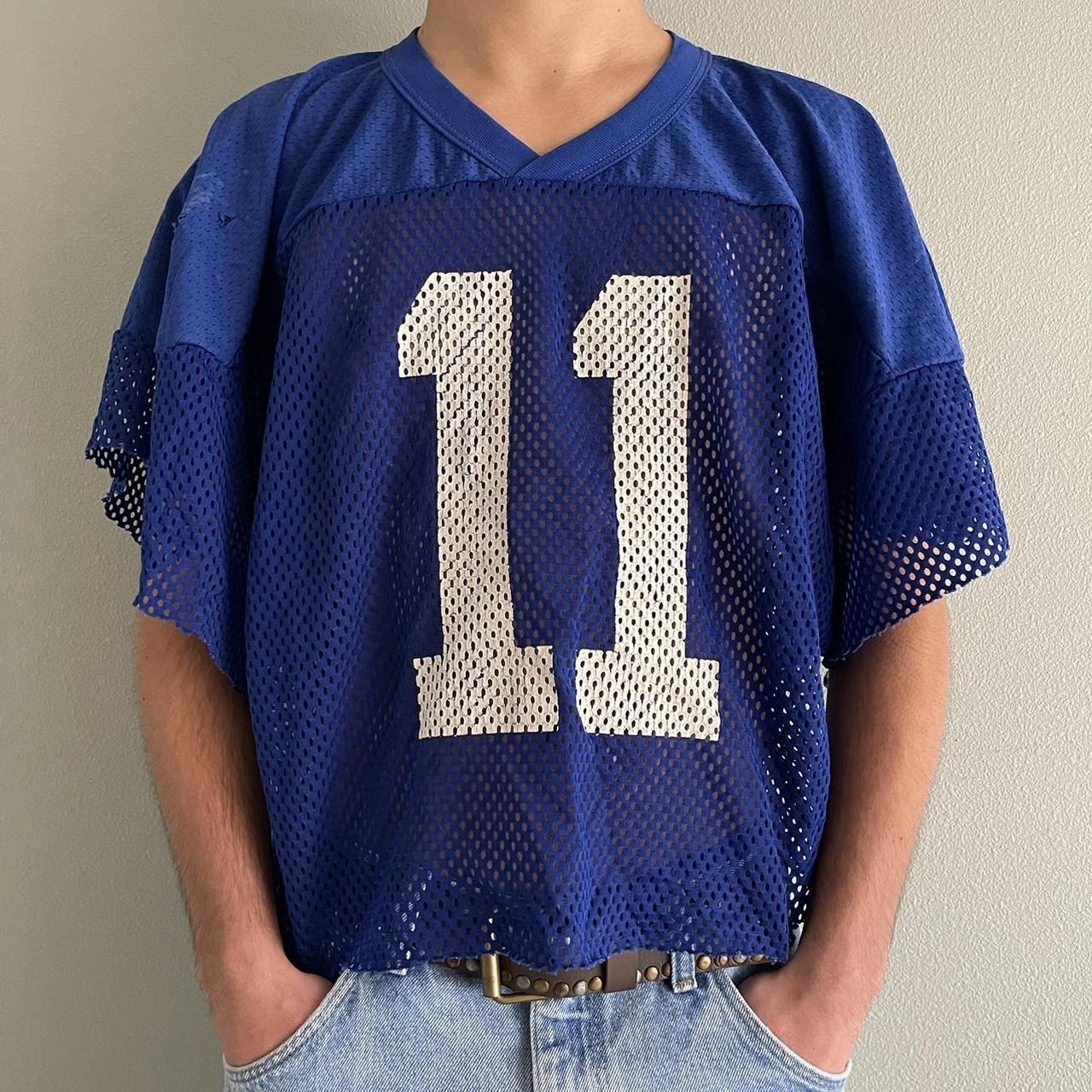 Vintage 1980s Royal Blue Mesh Boxy Cropped and... - Depop