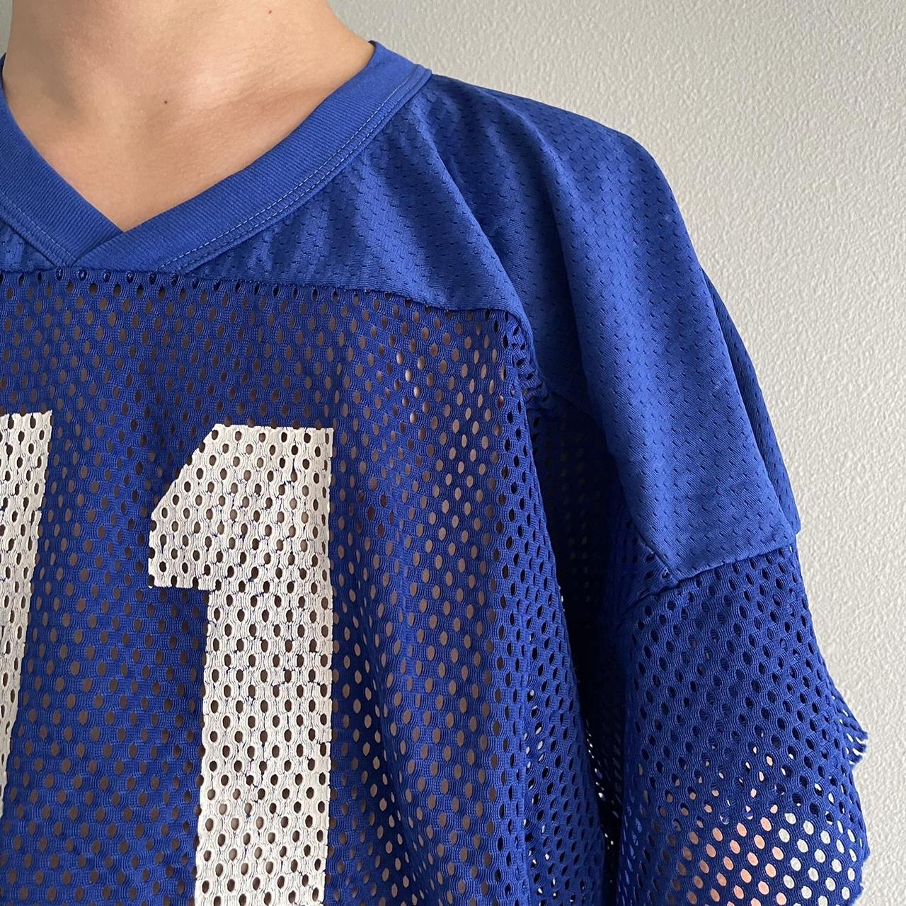 Vintage 1980s Royal Blue Mesh Boxy Cropped and... - Depop