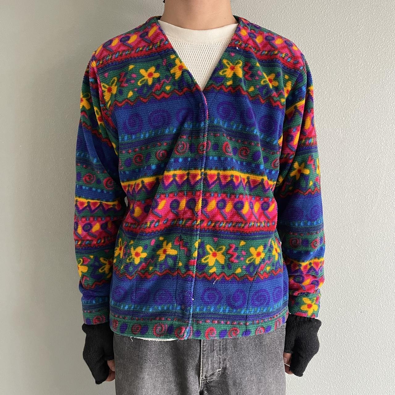 Vintage 1980s/90s REI Multi Color Nordic Floral... - Depop