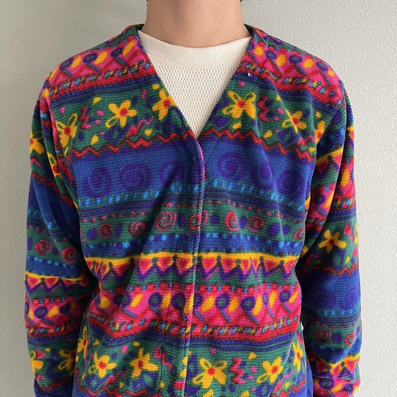 Vintage 1980s/90s REI Multi Color Nordic Floral... - Depop