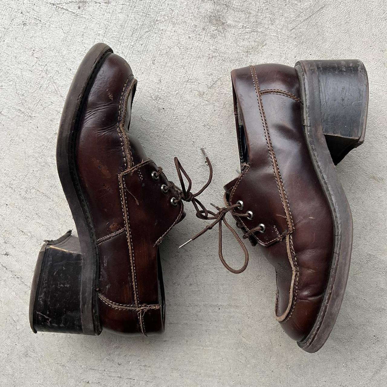 Vintage y2k Dark Brown Leather Chunk... - Depop