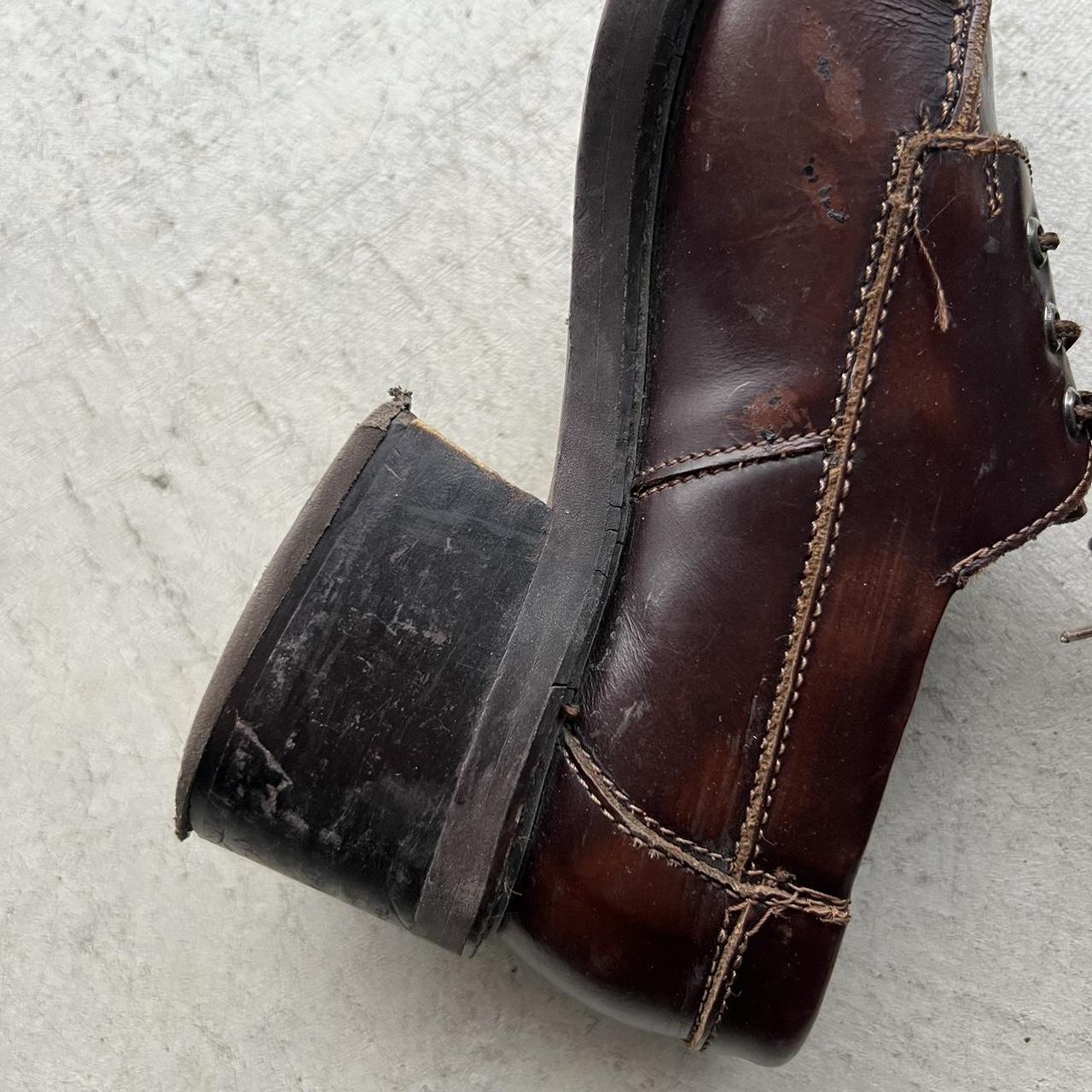 Vintage y2k Dark Brown Leather Chunk... - Depop
