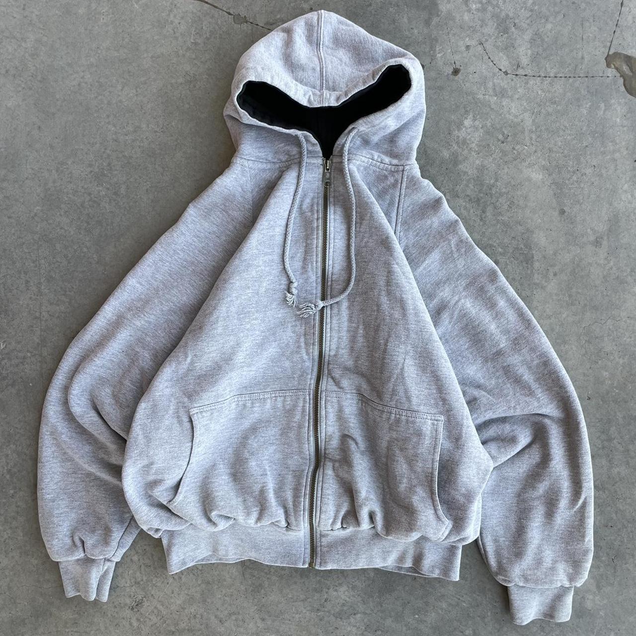 Vintage 1990s thermal lined full zip hooded... - Depop