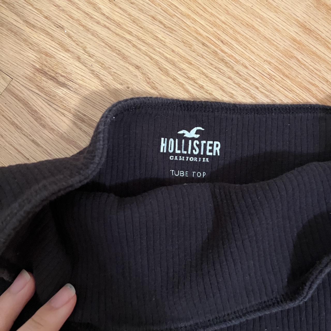 Super simple black ribbed tube top from Hollister... - Depop