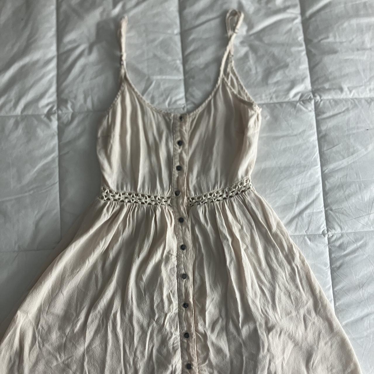 tobi cream button up dress size small perfect for... - Depop
