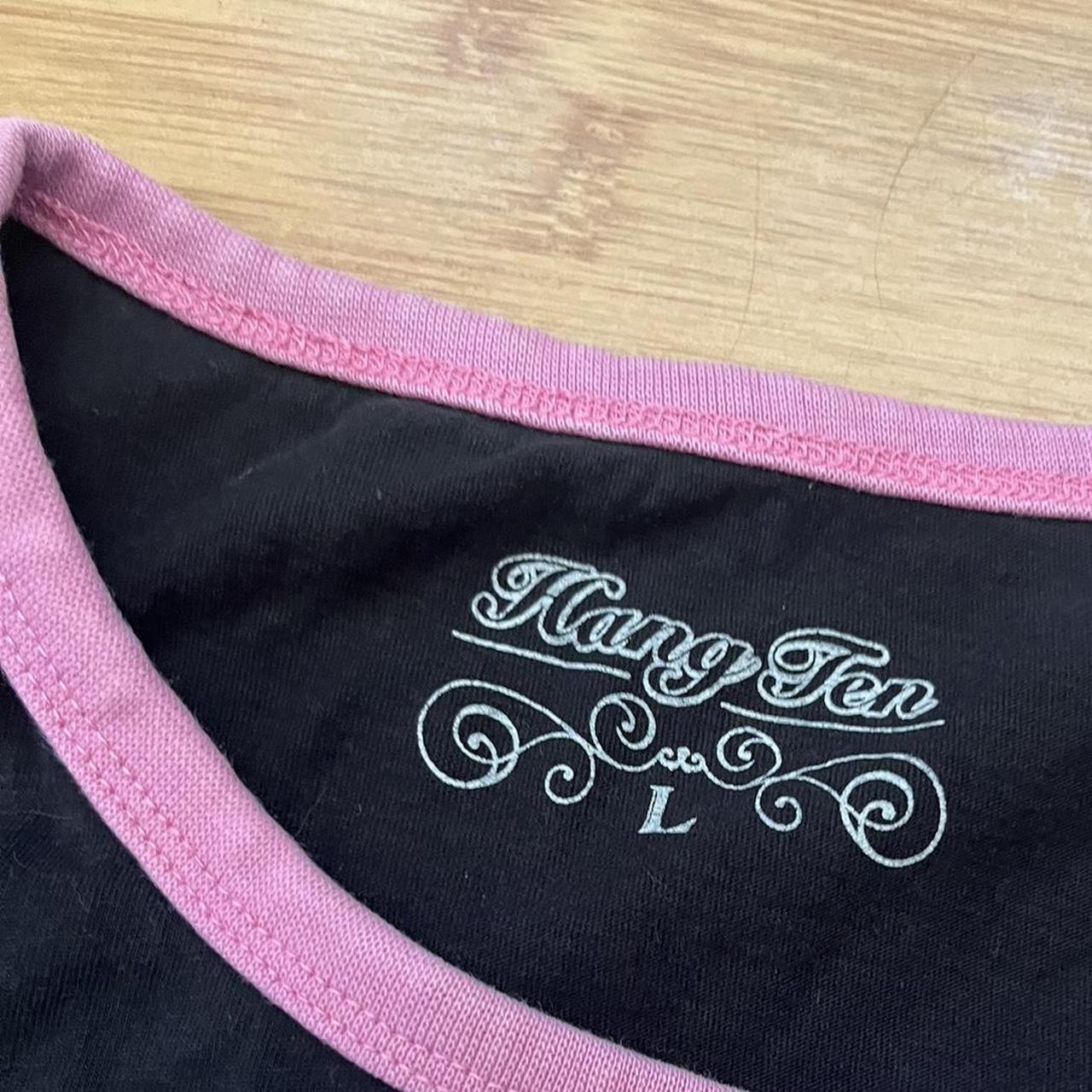 y2k hang ten 2000s black and pink tee - a cute and... - Depop