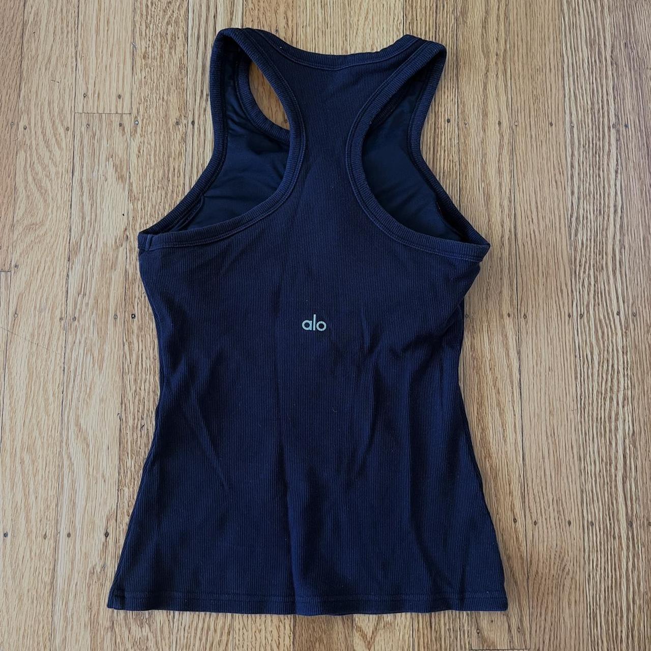 Alo racer back high neck workout tank top with built... - Depop