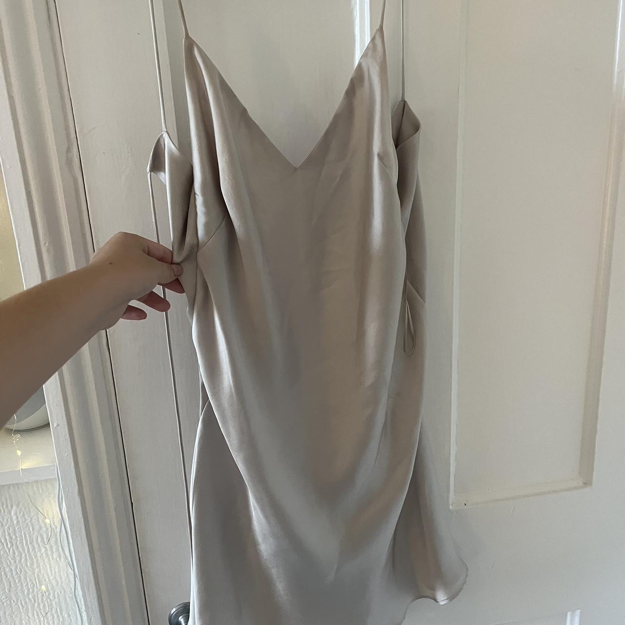 Zara Champagne Satin Slip Dress Depop