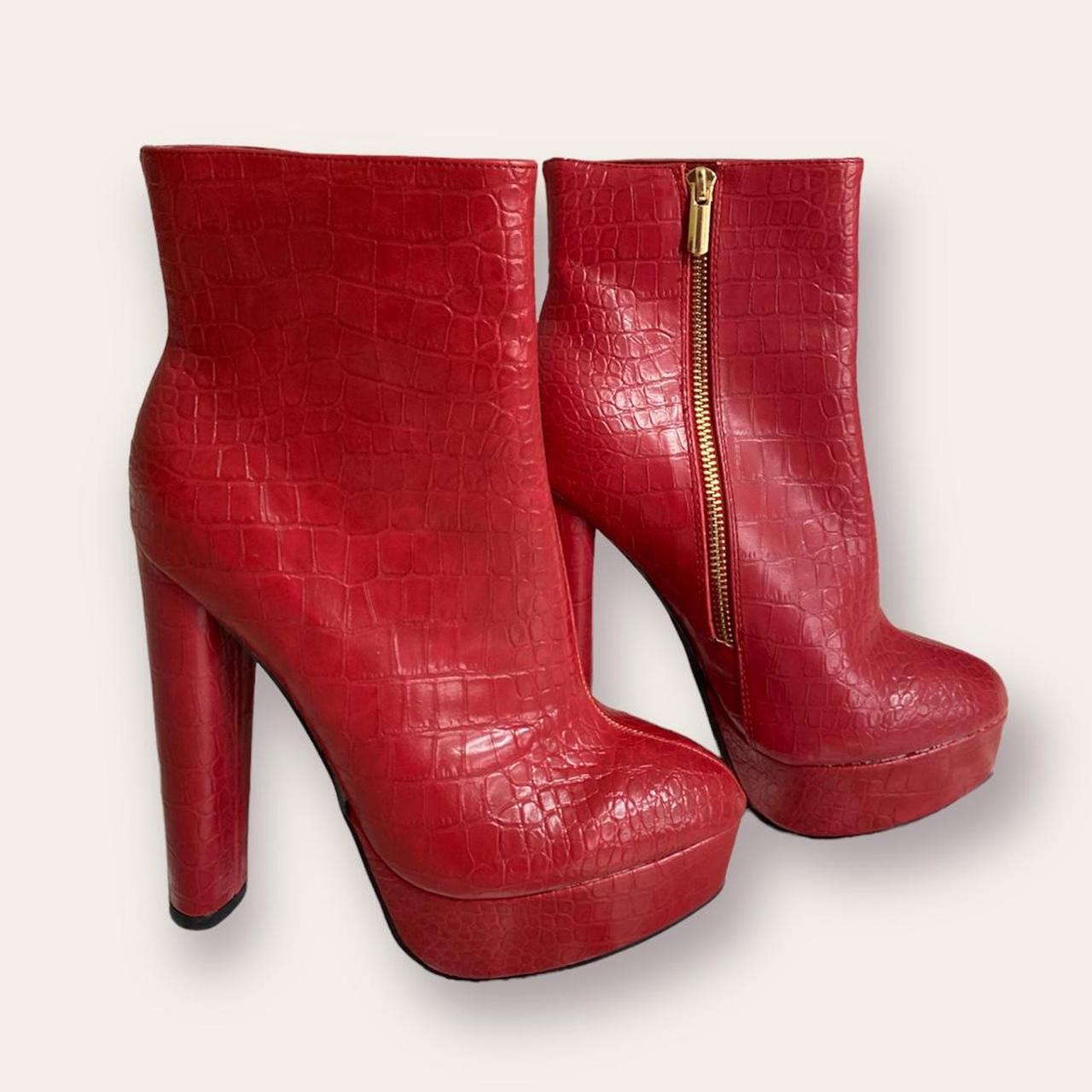 Shoedazzle Red Platform Ankle Boots • Platform •... - Depop