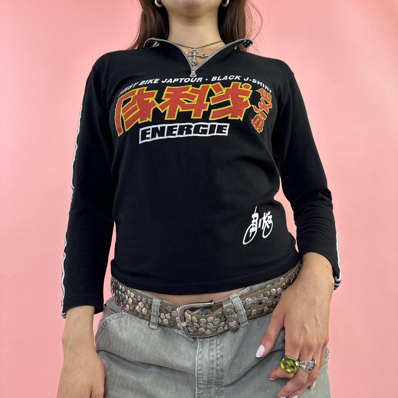 vintage racer motorcycle energie black top 🏁🏁🏁 funky... - Depop