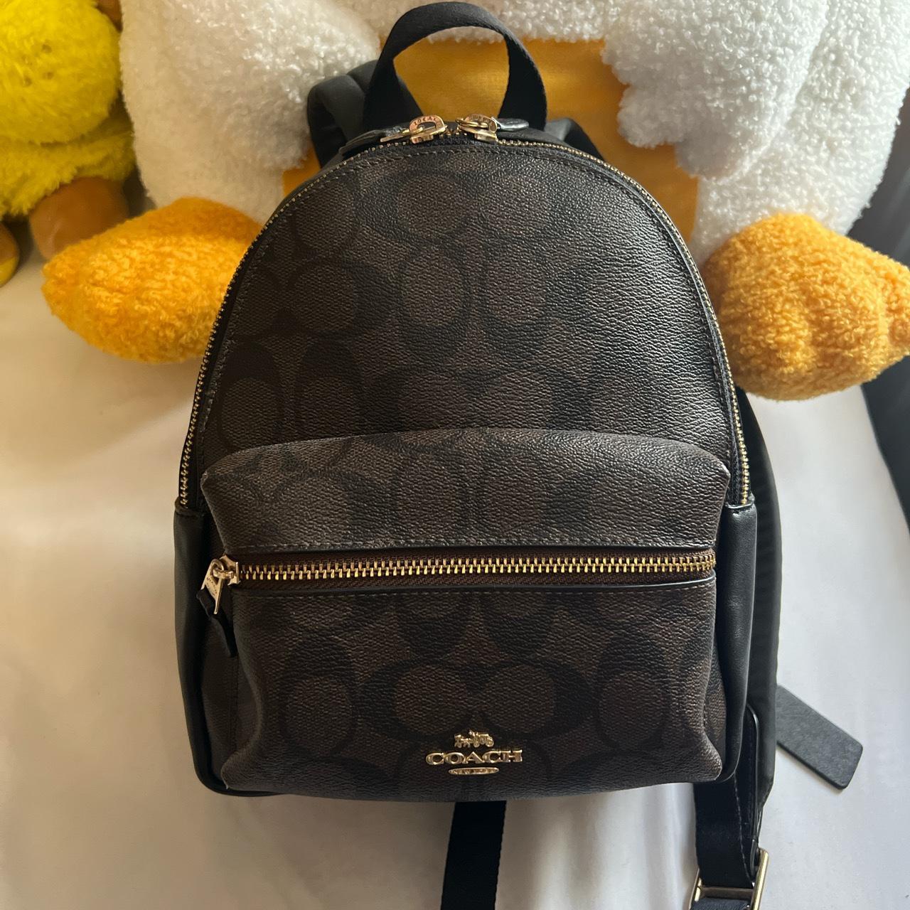Coach Brown Mini Charlie Backpack In Signature... - Depop