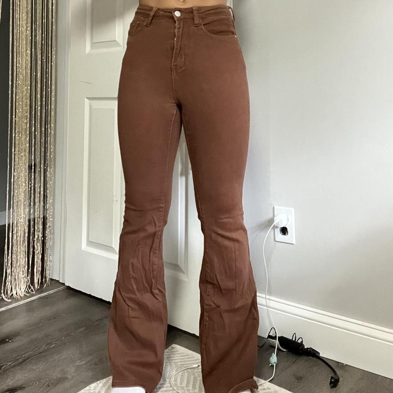Brown flare jeans, in great condition! #fashionnova... - Depop