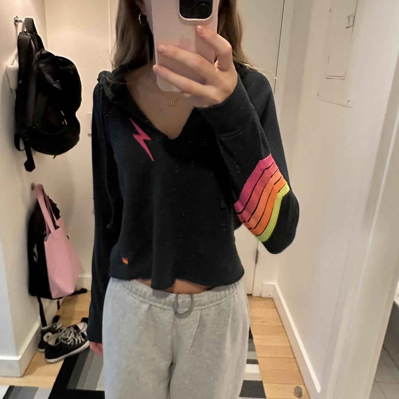 PREPPY Aviator Nation cropped v neck hoodie. Super... - Depop