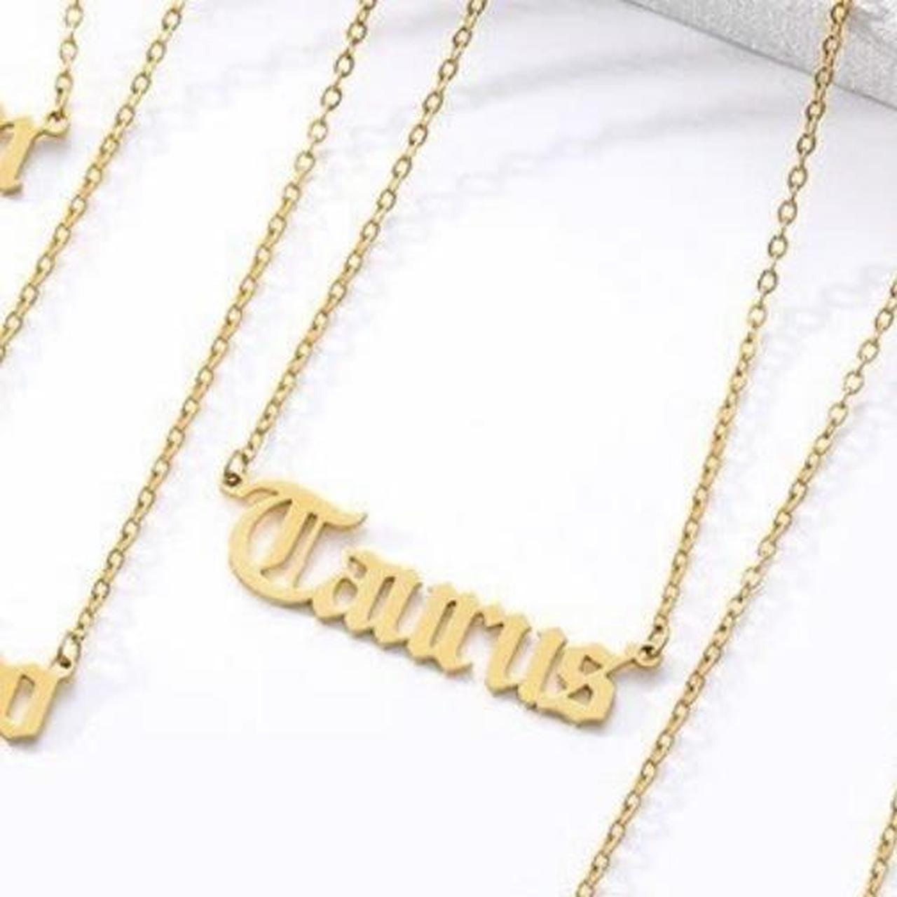 Zodiac necklace in gold, Zodiac sign Gothic Old... - Depop