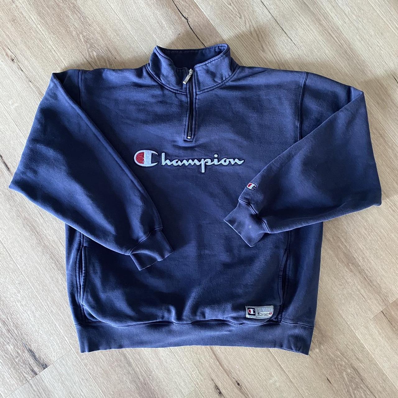 Champion Vtg Qtr Zip Pullover Jumper Classic... - Depop