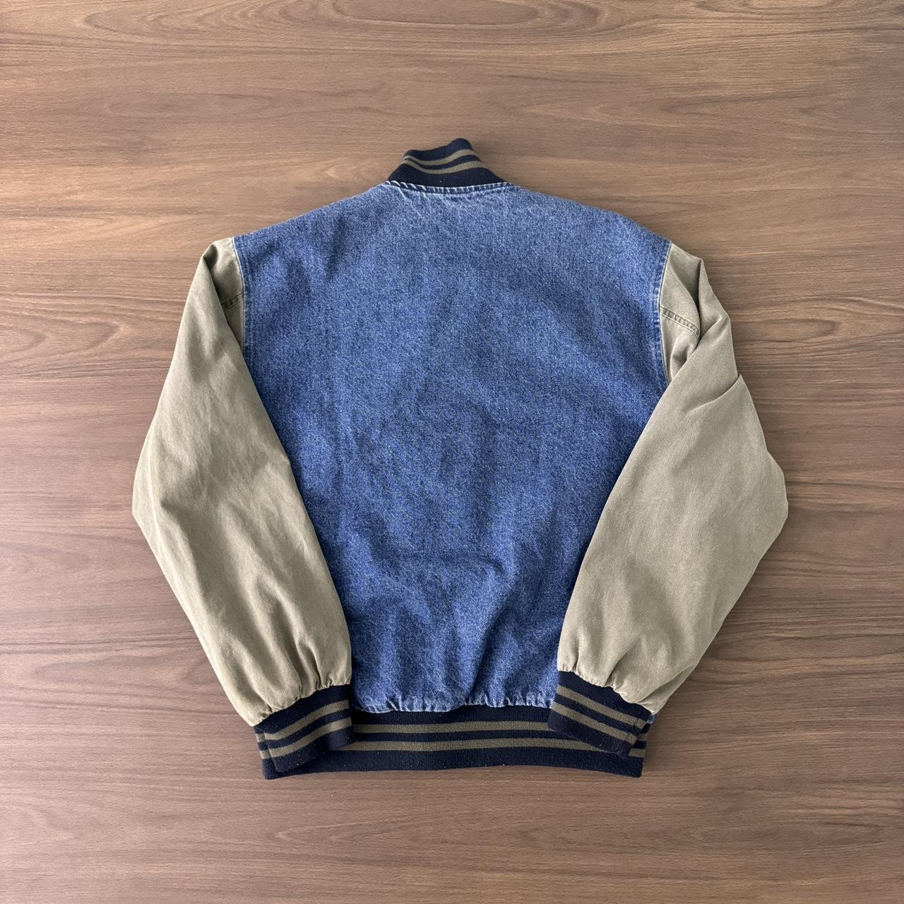 Vintage 90s Varsity Jean Jacket. Love the fade and... - Depop