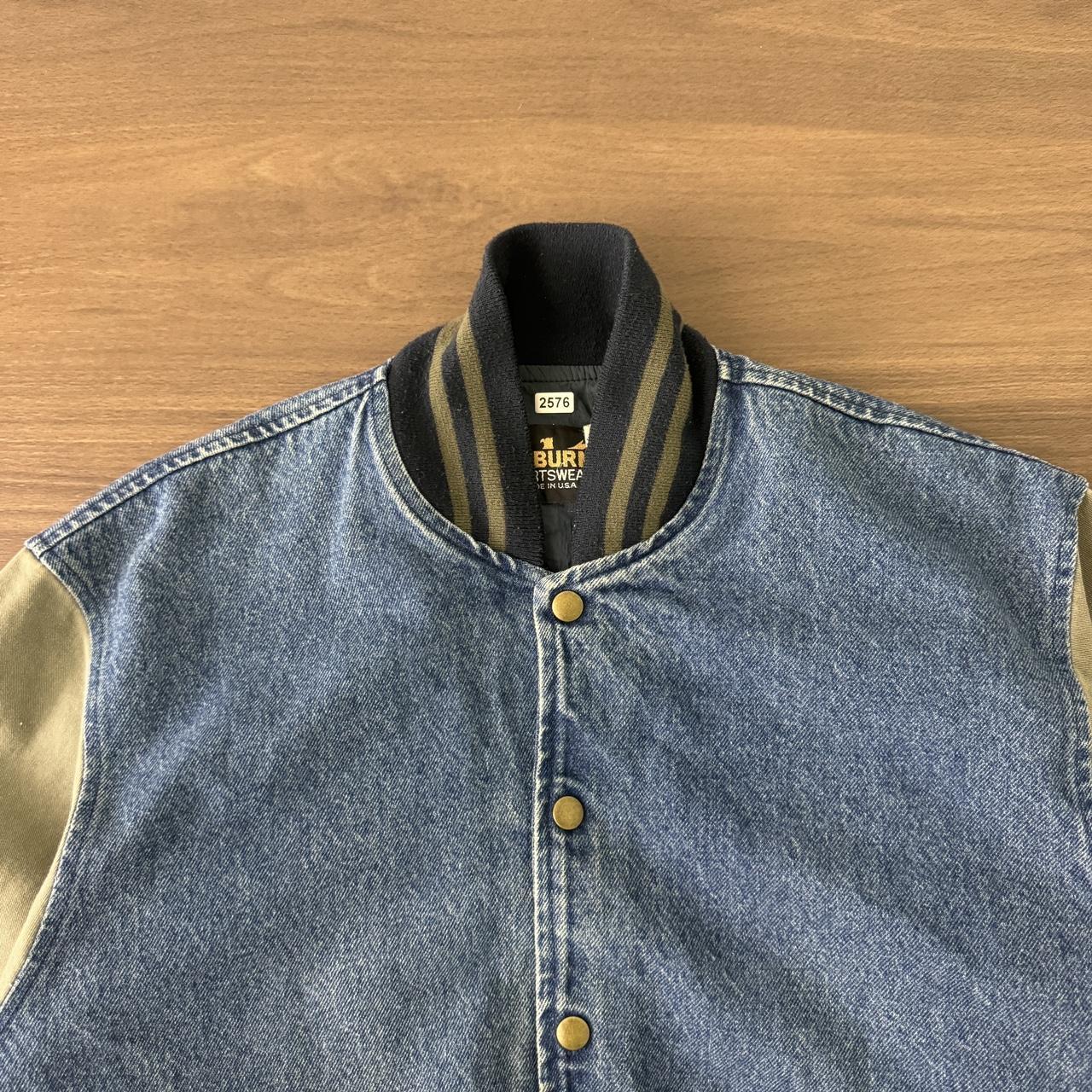 Vintage 90s Varsity Jean Jacket. Love the fade and... - Depop