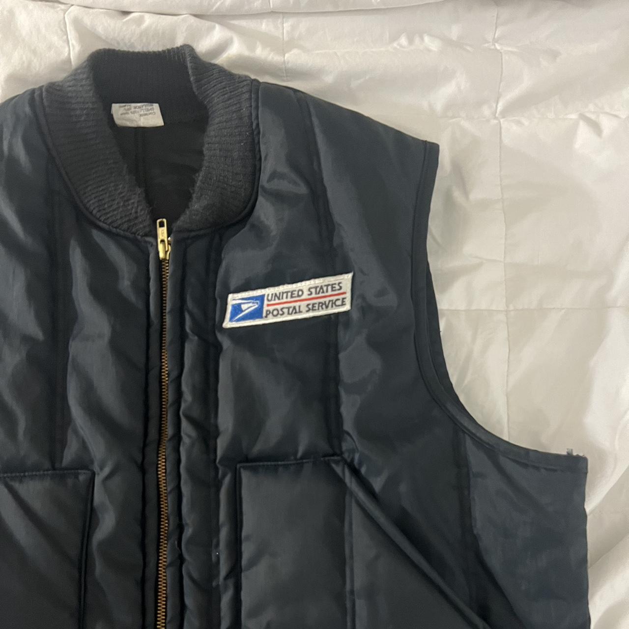 vintage usps sweater puffer vest size: m/L great... - Depop
