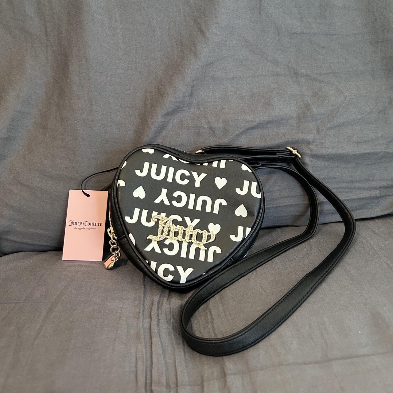 juicy couture heart shaped bag -black- crossbody... - Depop