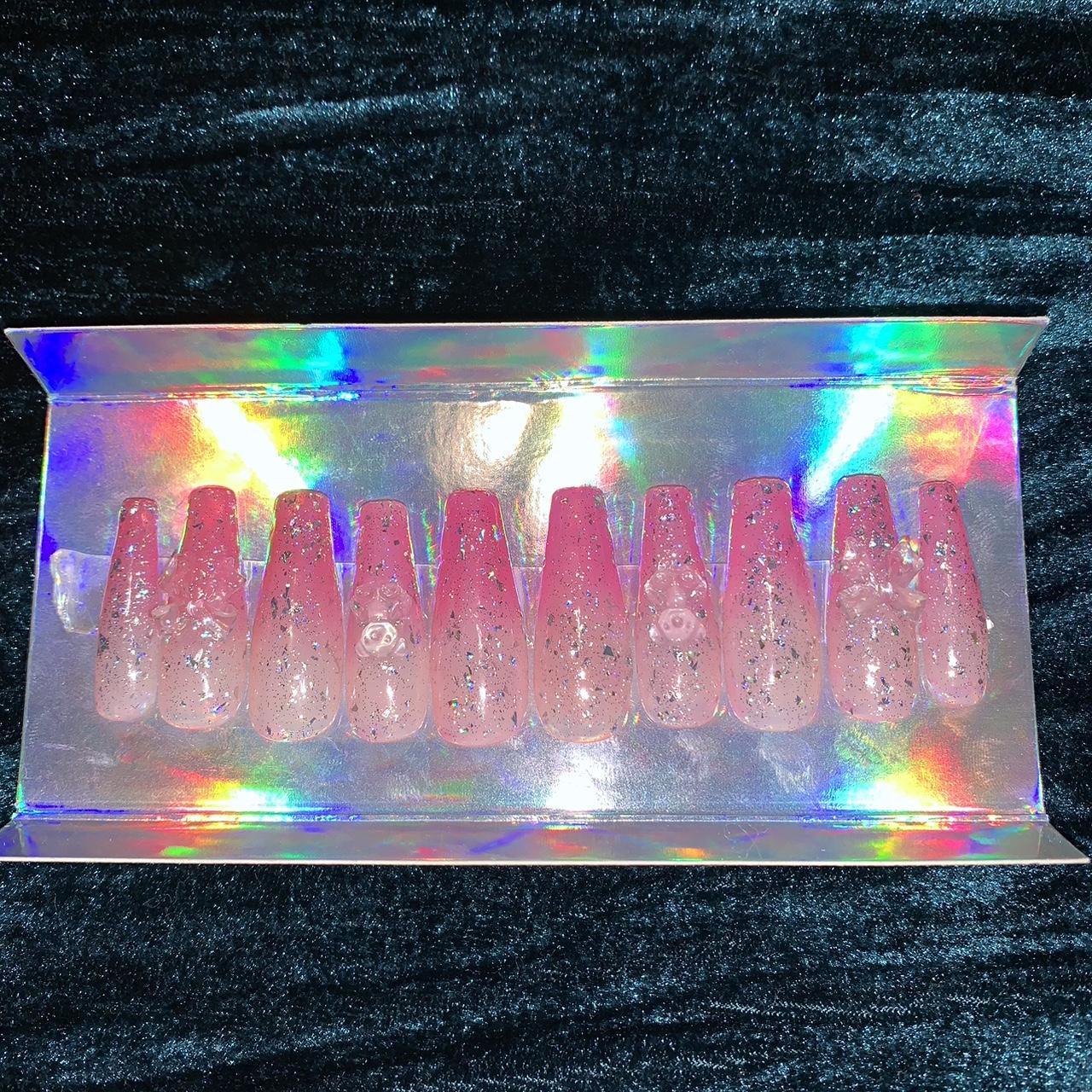 Shimmery Pink Press Ons - Handmade in a really... - Depop