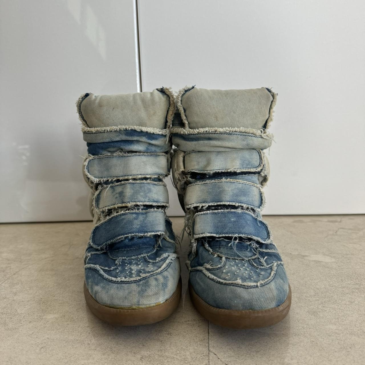 Isabel Marant Denim Acid Wash Sneaker Wedge Heels... - Depop