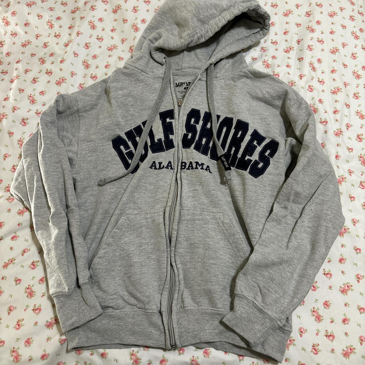 Grey zip up hoodie Gulf shorts, Alabama Surf style... - Depop