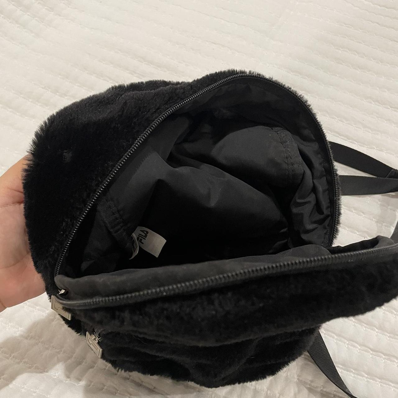90s style grunge / goth fluffy mini backpack with... - Depop