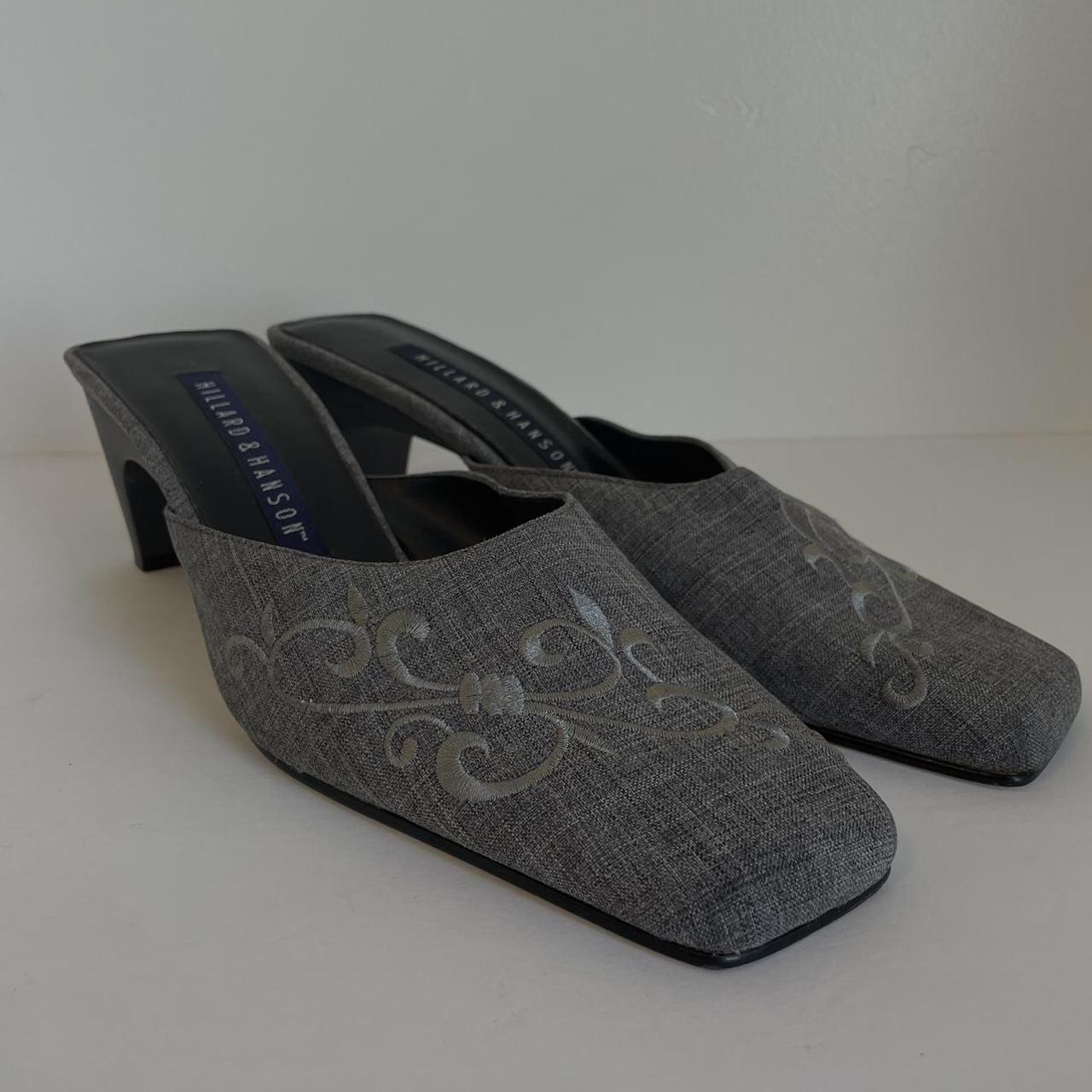 Beautiful grey mules with sown in grey detailing... - Depop