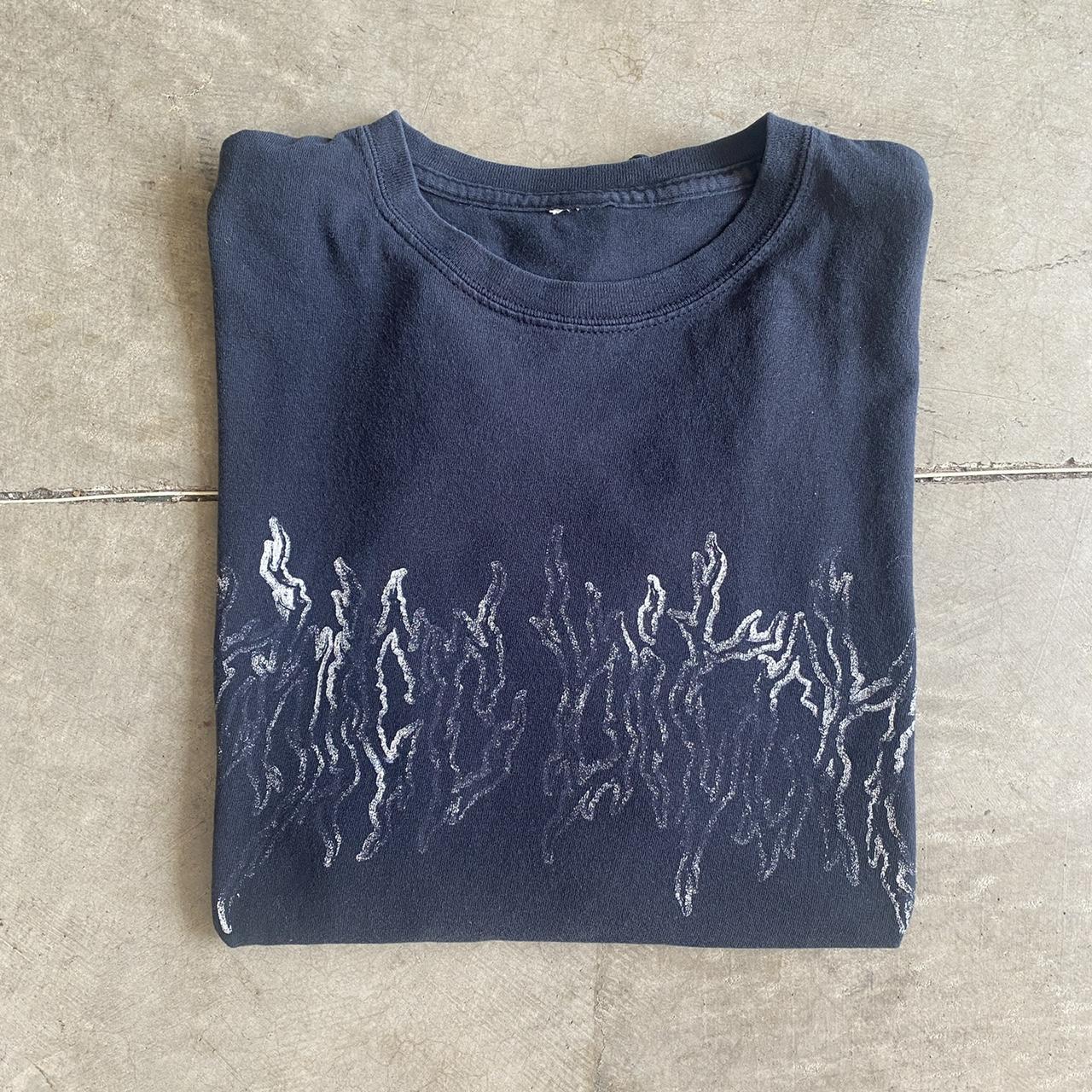 Y2k Gothic Font Text black faded tee Large... - Depop